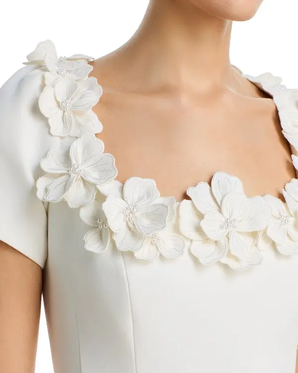 Rickie Freeman For Teri Jon Crepe 3d Flower Dress