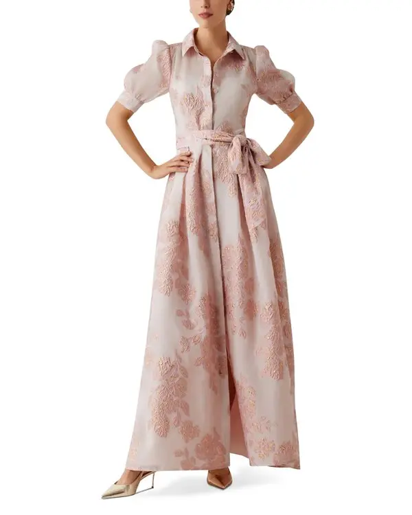 Rickie Freeman For Teri Jon Metallic Jacquard Gown