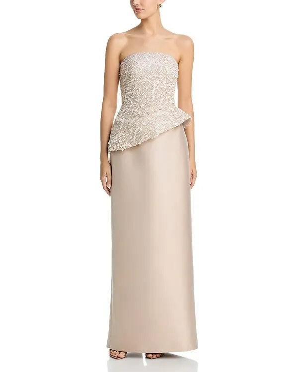 Rickie Freeman For Teri Jon Beaded Peplum Gown - Champ. Multi
