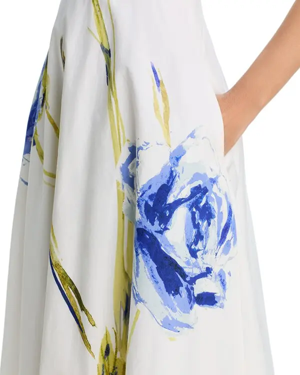 Rickie Freeman For Teri Jon Floral Print Midi Dress
