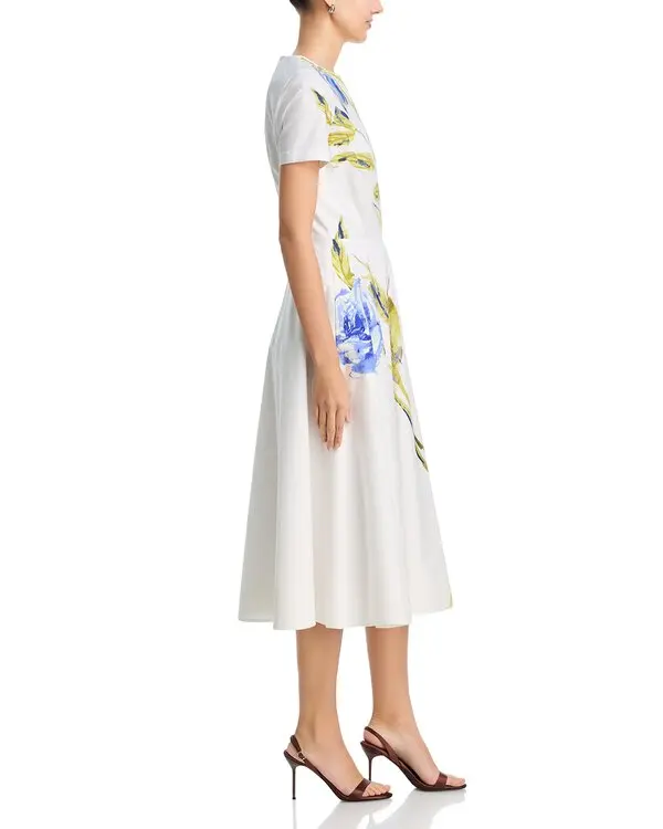 Rickie Freeman For Teri Jon Floral Print Midi Dress