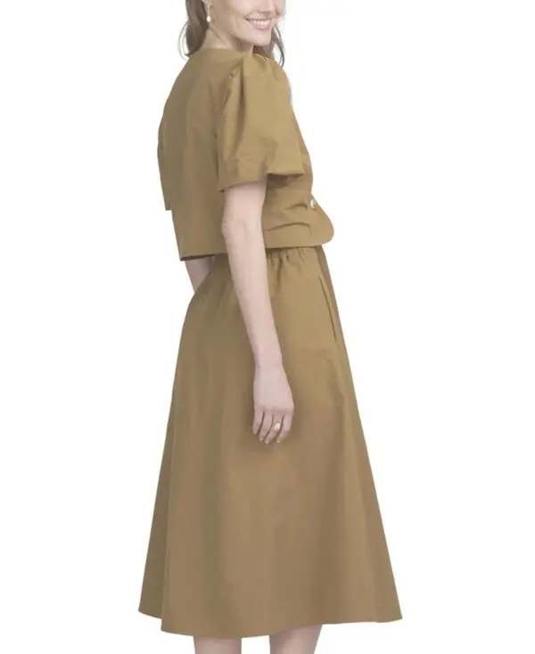 ELLE COLLECTION Shirred Sleeve Top - Gold