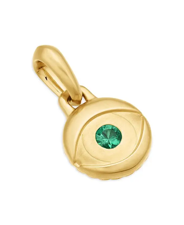 David Yurman 18k Gold Evil Eye Amulet Pendant - Emerald