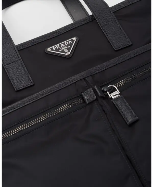 Prada Re-nylon And Saffiano Leather Tote Bag