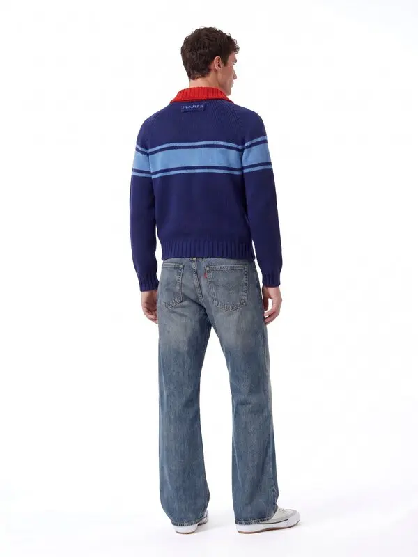 DUNST Crewneck Cardigan - Blue