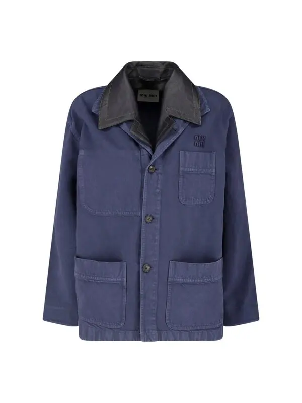 Miu Miu Single-breasted Gabardine Jacket - Gray