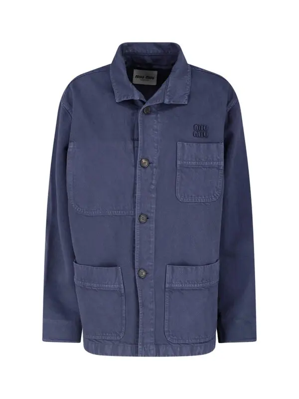 Miu Miu Single-breasted Gabardine Jacket - Gray