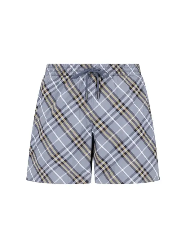 Burberry Check Swim Shorts - Blue