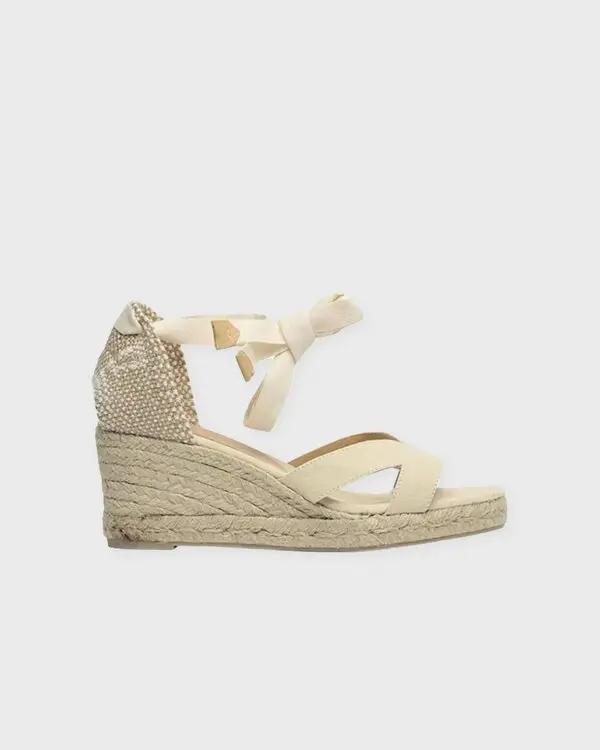CastaÑer Bailey Wedge Espadrilles With Ankle Ties - Ivory