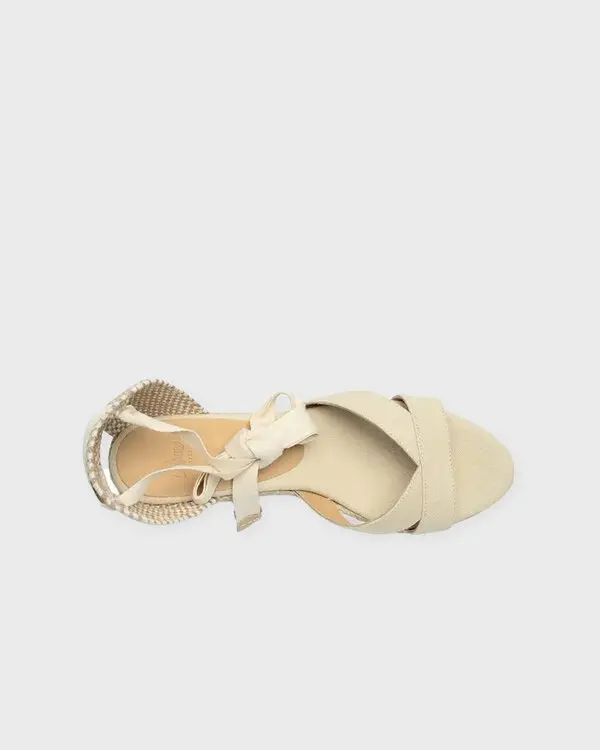 CastaÑer Bailey Wedge Espadrilles With Ankle Ties - Ivory
