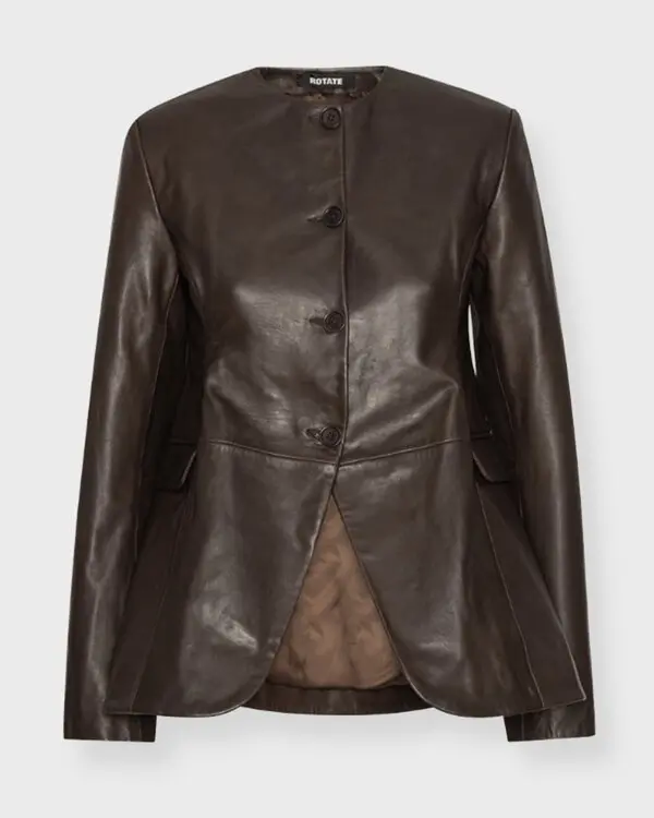 ROTATE BY BIRGER CHRISTENSEN Flared Leather Jacket