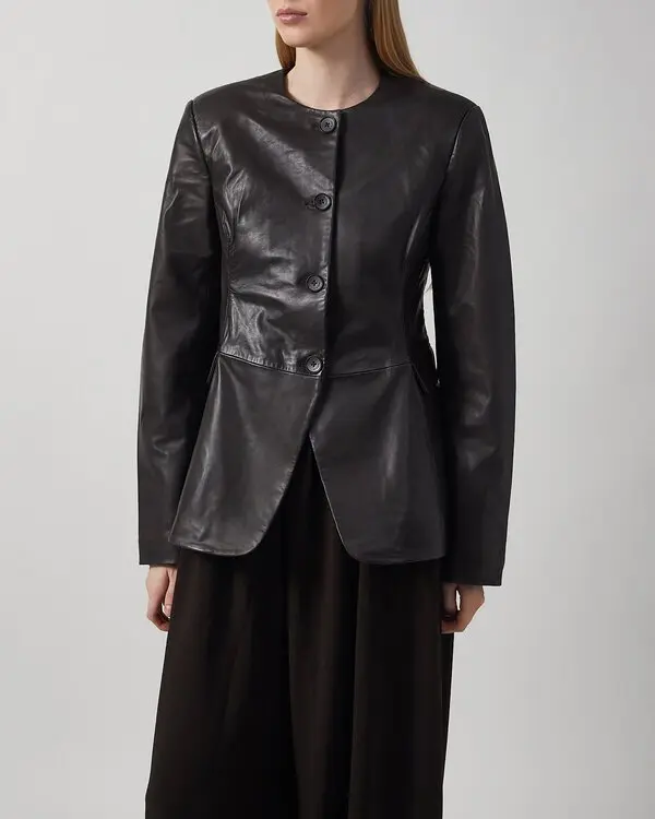 ROTATE BY BIRGER CHRISTENSEN Flared Leather Jacket