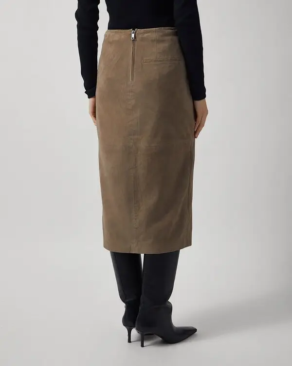 ROTATE BY BIRGER CHRISTENSEN Suede Midi Pencil Skirt