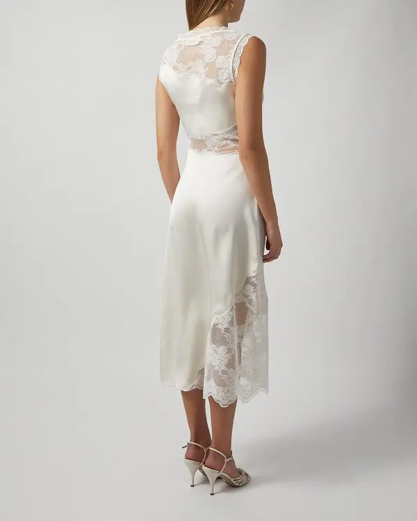 MALINA Lace Trimmed Cut Out Midi Dress