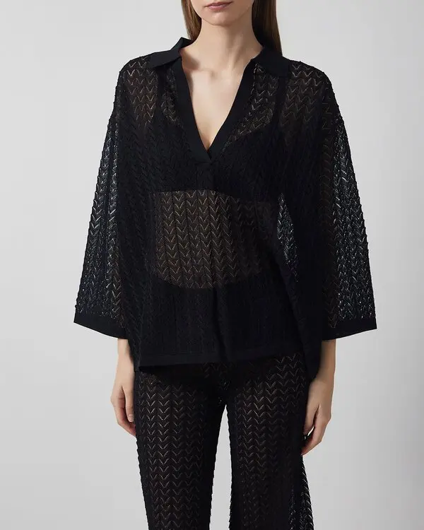 MALINA Imene Pointelle Knitted Polo