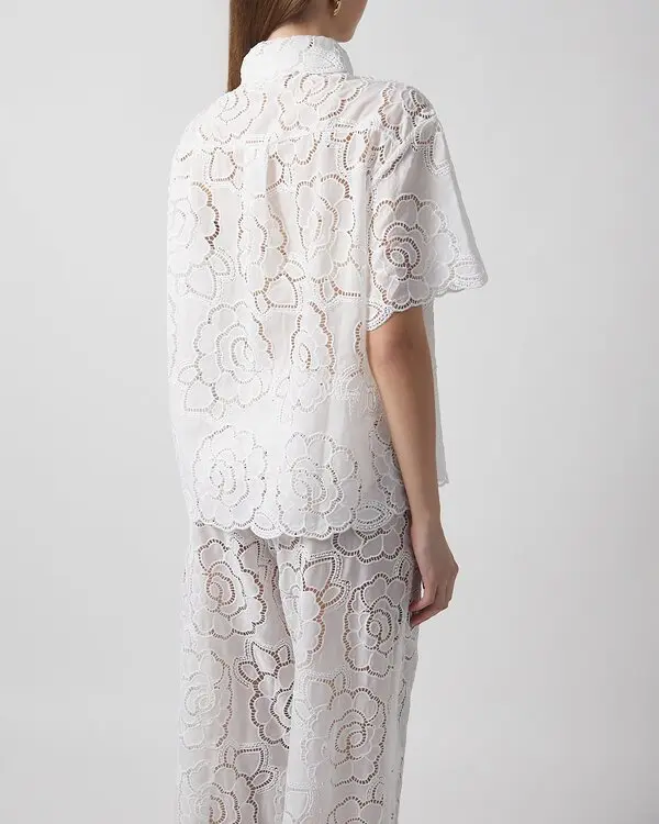 MALINA Claudia Short Sleeve Lace Shirt - White