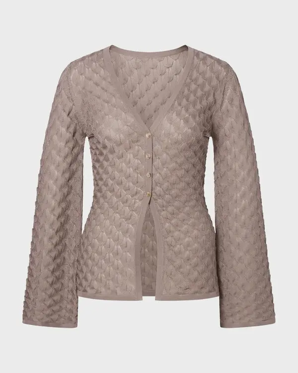 MALINA Cardigan Ayla Pointelle Knitted - Taupe