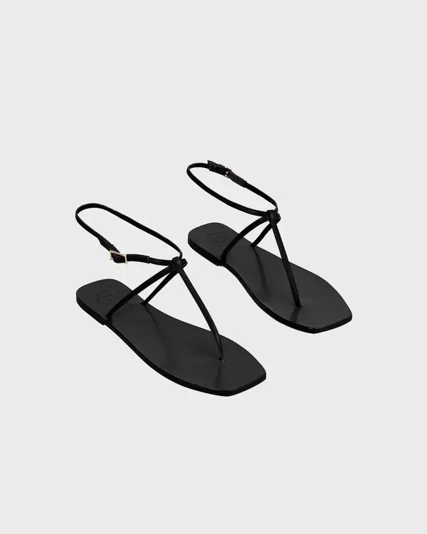 ATP ATELIER Alassio Nappa Flat Sandals - Black