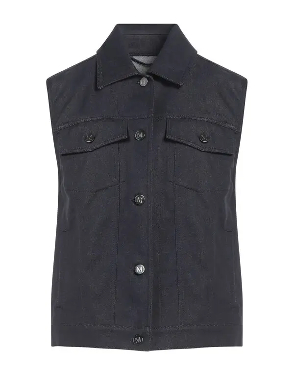 Max Mara Denim Vest With Leather Trims