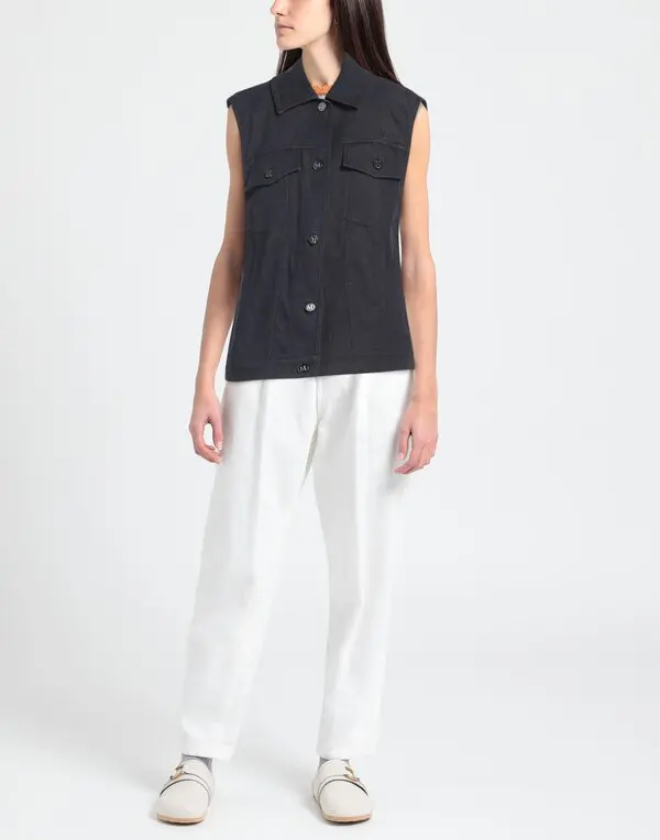 Max Mara Denim Vest With Leather Trims