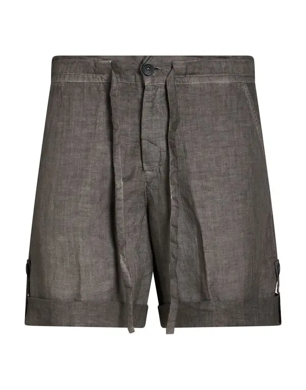 120% Lino Linen Shorts With Drawstring Waist - Charcoal