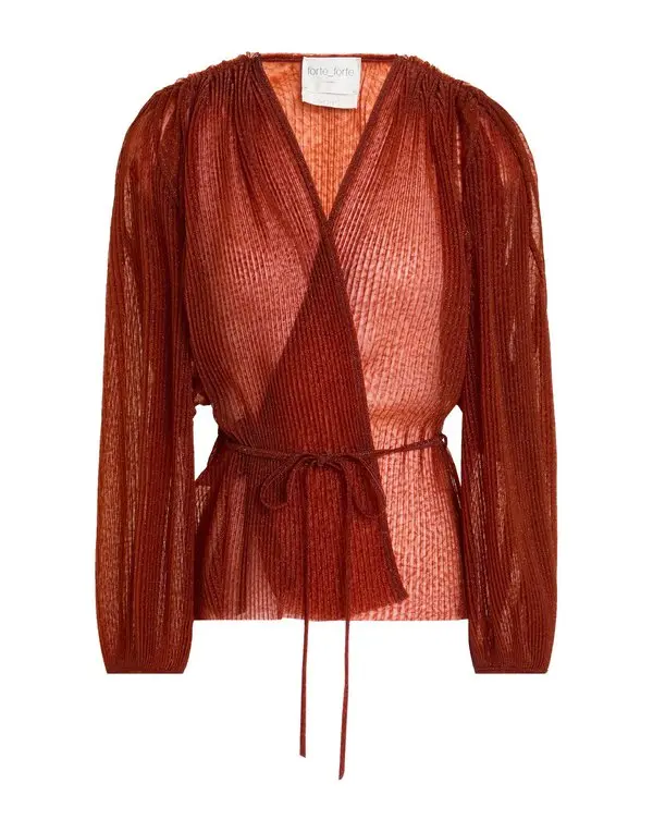 FORTE_FORTE Tulle Metallic Shirt - Red