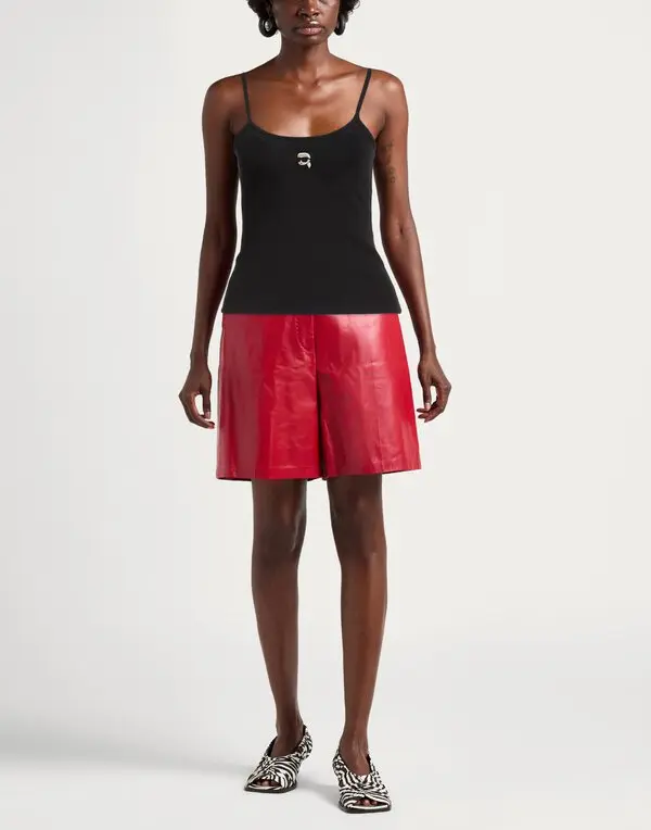 Karl Lagerfeld Ribbed Cotton Blend Tank Top - Black
