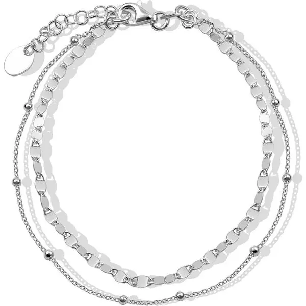 Argento Vivo Sterling Layered Anklet - Silver