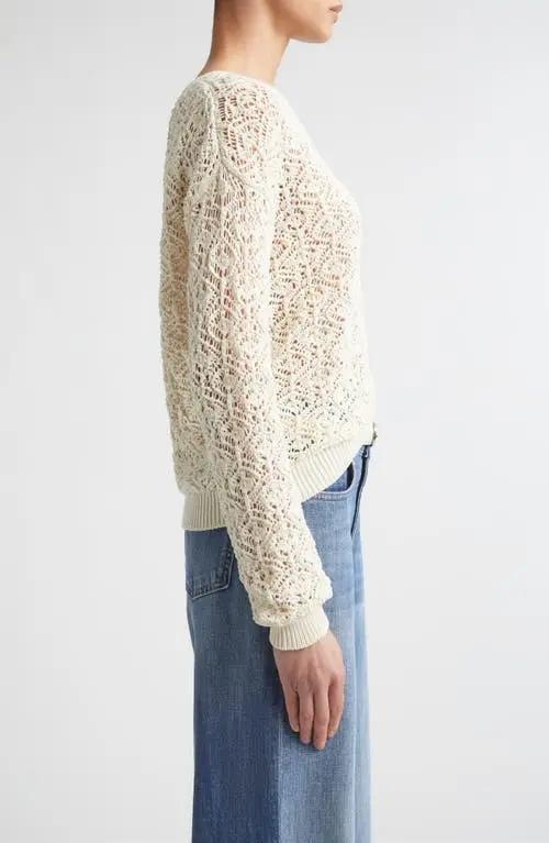 Eleventy Open Stitch Cotton Crewneck Sweater