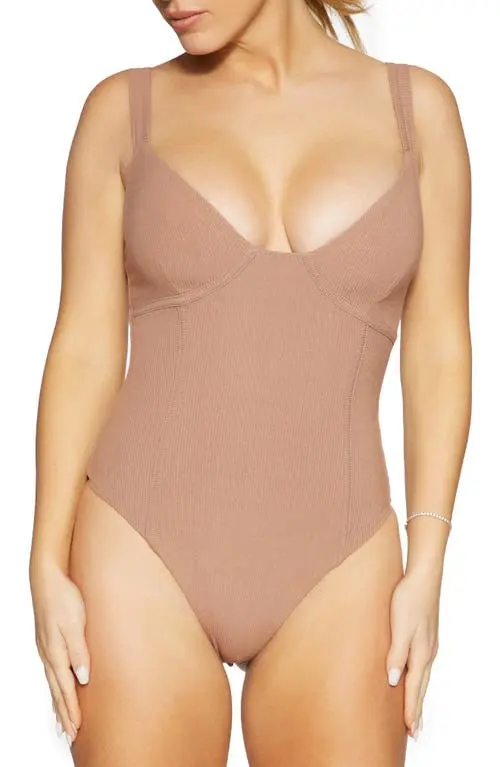 Naked Wardrobe Faux Bustier Ribbed Bodysuit