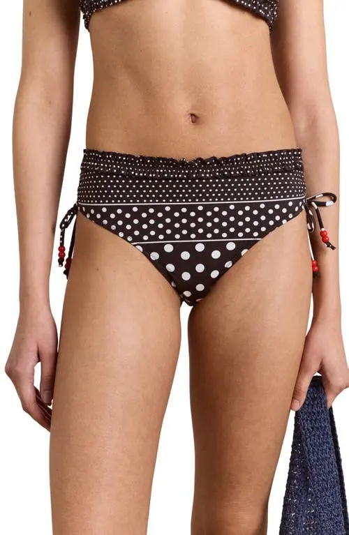 DAMSON MADDER Mixed Dot String Bikini Bottoms - Black/white Multi