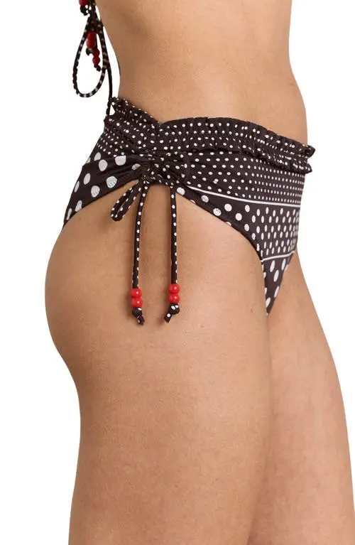 DAMSON MADDER Mixed Dot String Bikini Bottoms - Black/white Multi