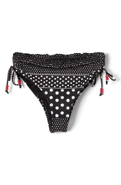 DAMSON MADDER Mixed Dot String Bikini Bottoms - Black/white Multi