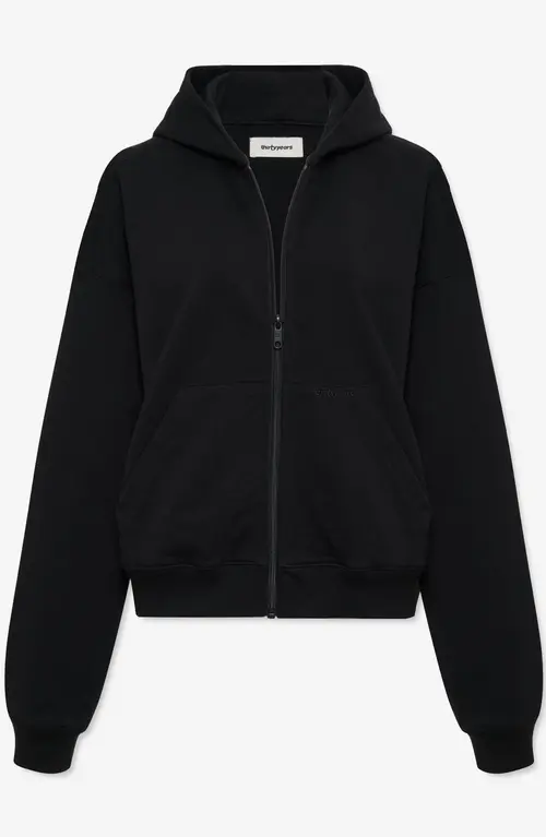THIRTY YEARS Full-zip French Terry Hoodie - Black
