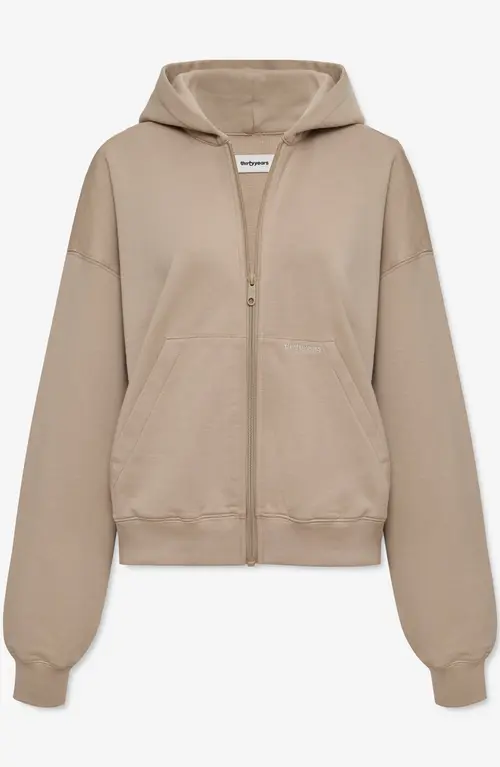 THIRTY YEARS Full-zip French Terry Hoodie - Khaki