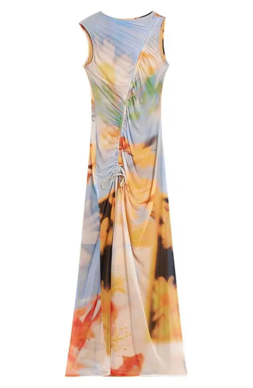 Desigual Abstract Print Ruched Midi Dress