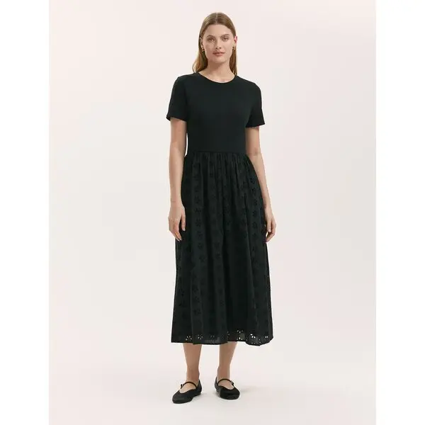 FINERY LONDON Brea Embroidered Cotton-rich Midi Dress - Black