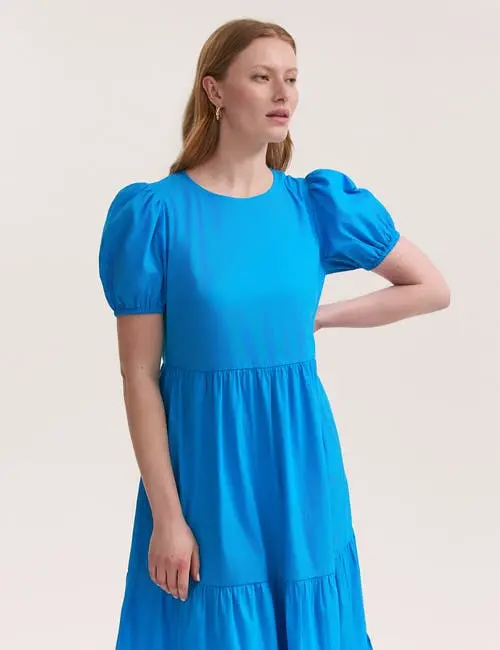 FINERY LONDON Genevive Cotton Midi Tiered Dress