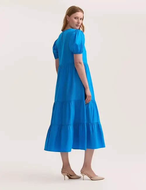FINERY LONDON Genevive Cotton Midi Tiered Dress