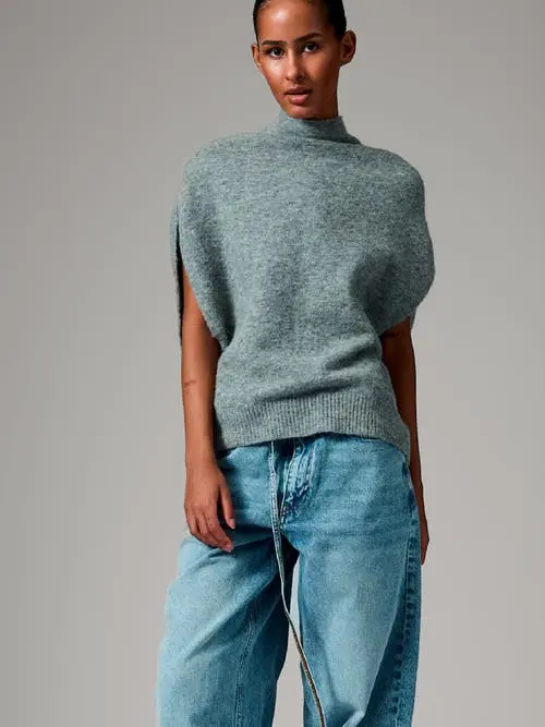 Day Birger Et Mikkelsen Frodie Mock Neck Alpaca Blend Vest - Grey Melange