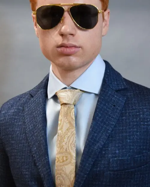KNOTTERY & CO Paisley Silk Jacquard Neck Tie - Latte