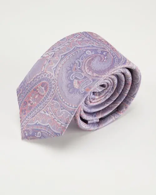 KNOTTERY & CO Paisley Silk Jacquard Neck Tie - Lavender