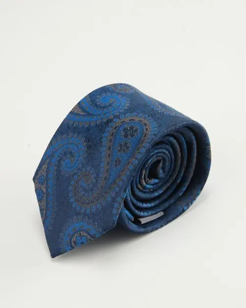 KNOTTERY & CO Paisley Silk Jacquard Neck Tie - Midnight Blue