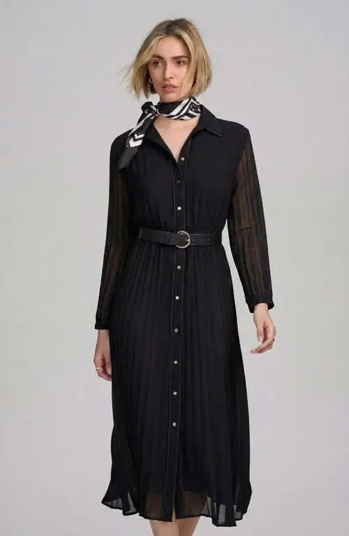 ELLE COLLECTION Woven Pleated Dress - Black