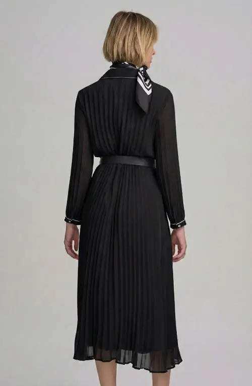 ELLE COLLECTION Woven Pleated Dress - Black