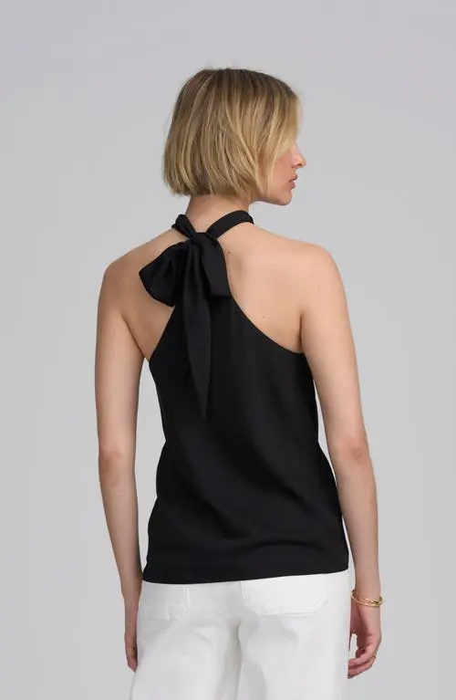 ELLE COLLECTION Woven Halter Hardware Top - Black
