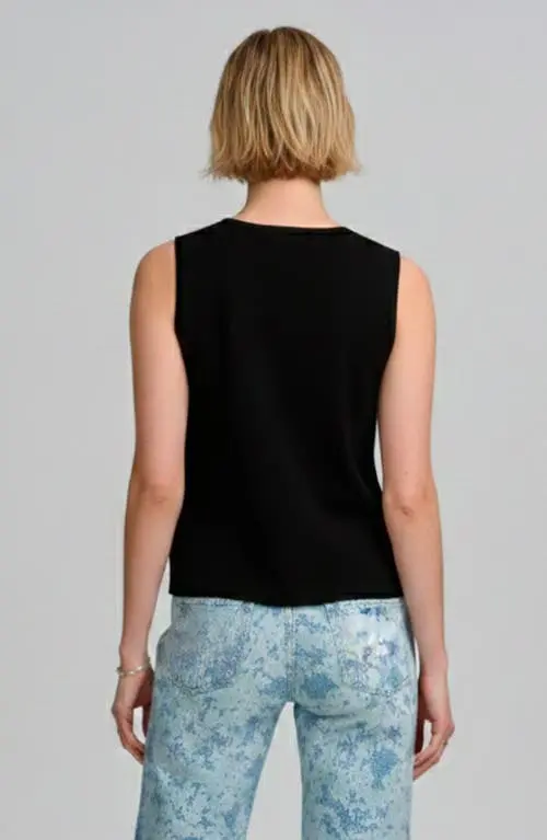 ELLE COLLECTION Floral Applique Shell - Black