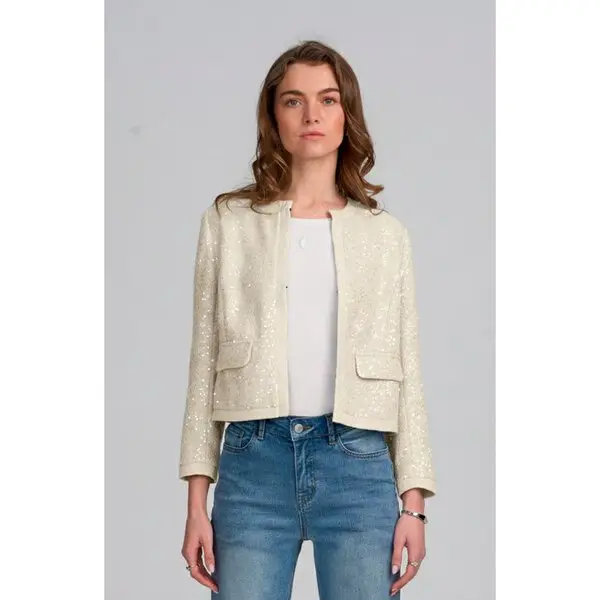 ELLE COLLECTION Sequin Jacket - Ivory