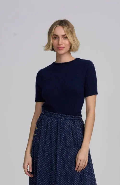 ELLE COLLECTION Moss Yarn Shell - Navy