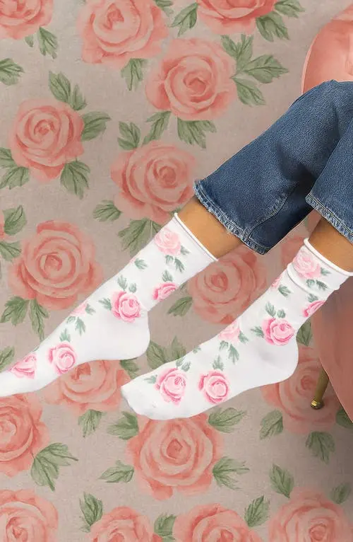 K BELL SOCKS Rose Blooms 2-pack Crew Socks